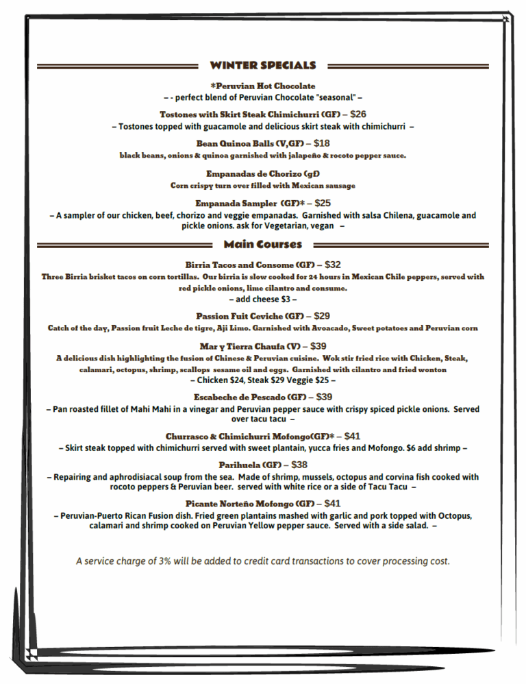 Menu – El Tule Restaurant