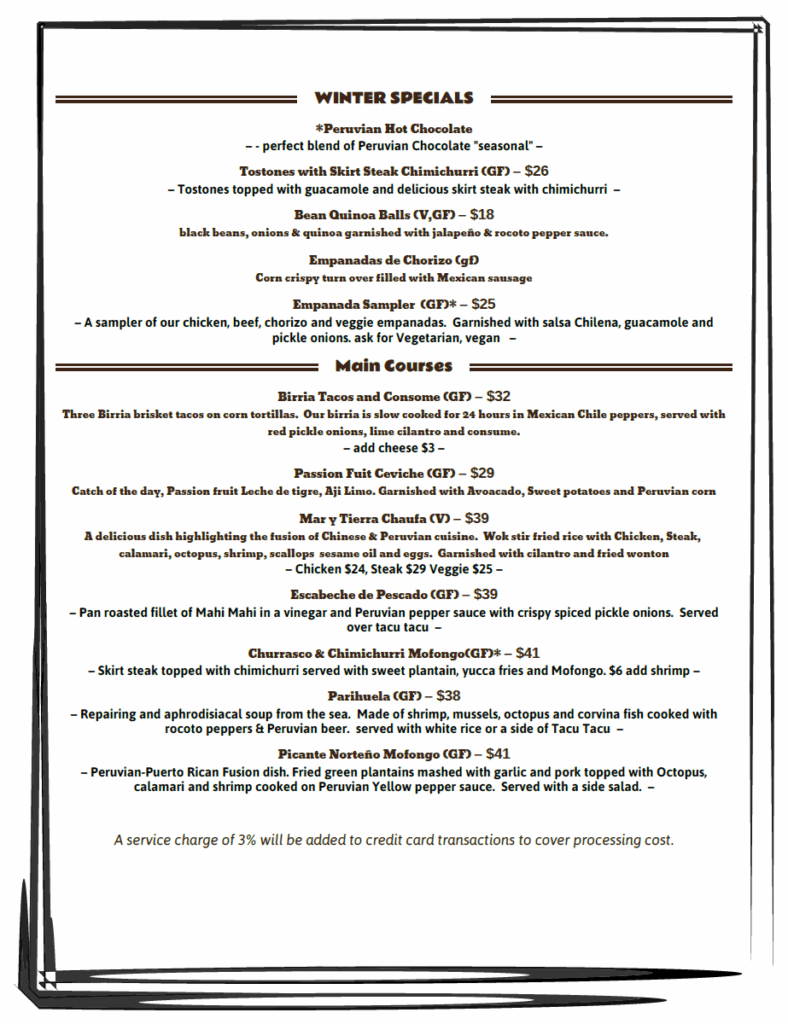 Menu – El Tule Restaurant