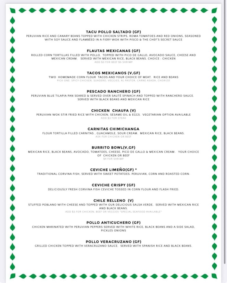 Menu – El Tule Restaurant